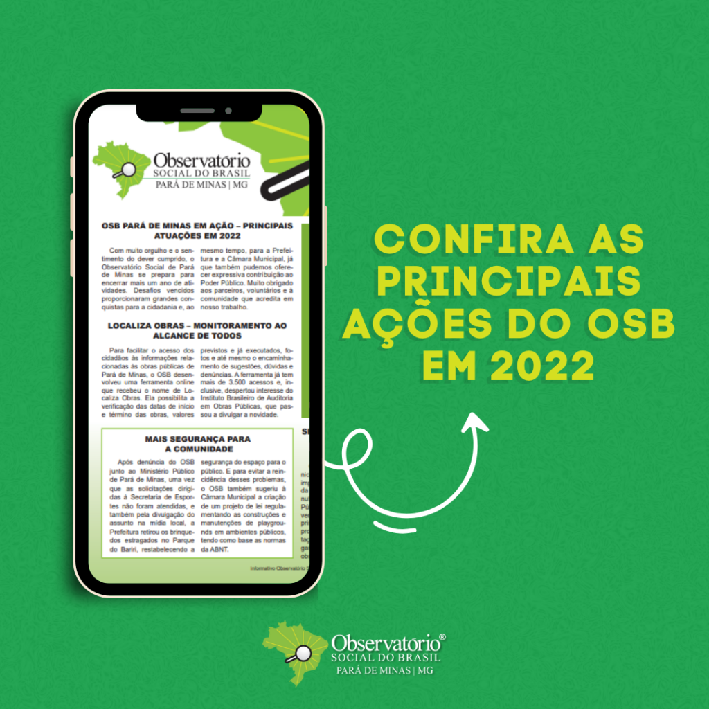 OSB PARÁ DE MINAS EM AÇÃO – PRINCIPAIS ATUAÇÕES EM 2022 – Observatório ...